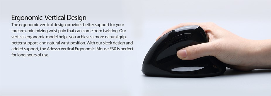 Adesso iMouse E30 2.4Ghz Wireless Vertical Ergonomic Programmable Mouse ...