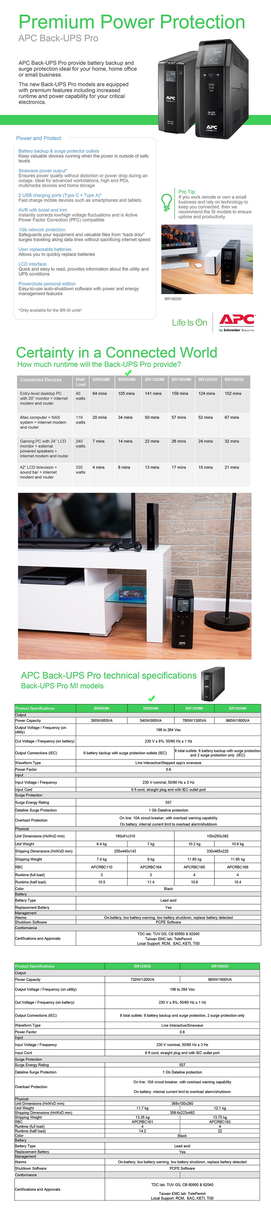 APC BR900MI Back UPS Pro BR 900VA/540W Line Interactive UPS - BR900MI ...