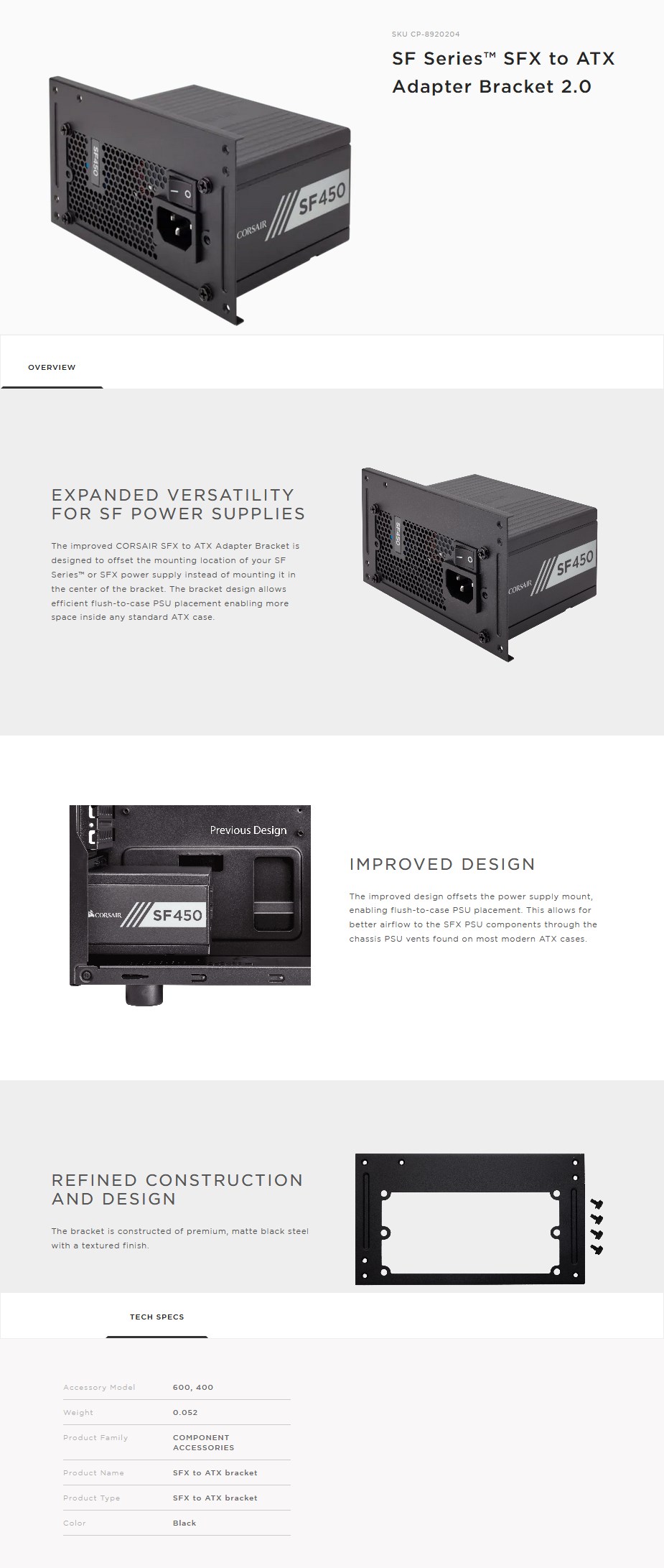 Corsair SF Series SFX to ATX Adapter Bracket 2.0 - CP-8920204 | Mwave