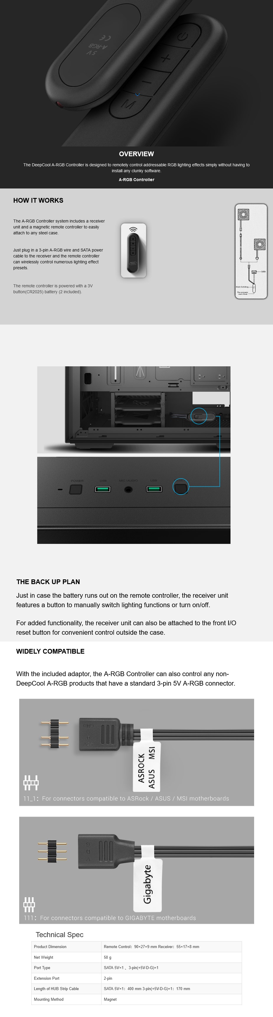 Deepcool Remote A-RGB Controller - DP-MG-CTR-A-RGB-RMT | Mwave