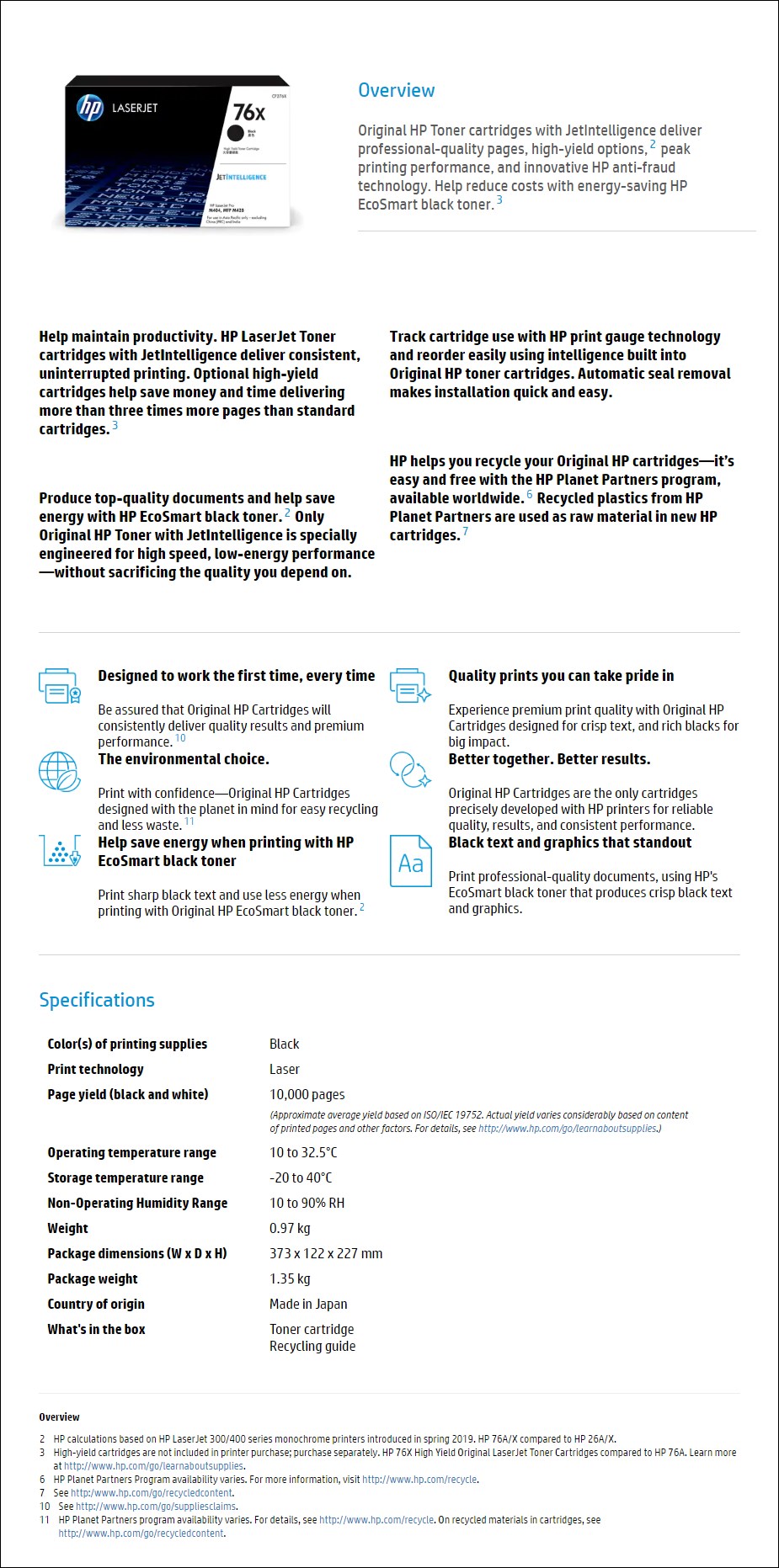 HP 76X High Yield Black Original LaserJet Toner Cartridge (CF276X ...
