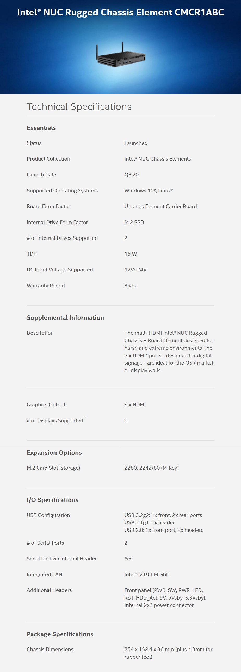 Intel CMCR1ABC NUC Rugged Chassis Element - BKCMCR1ABC | Mwave.com.au