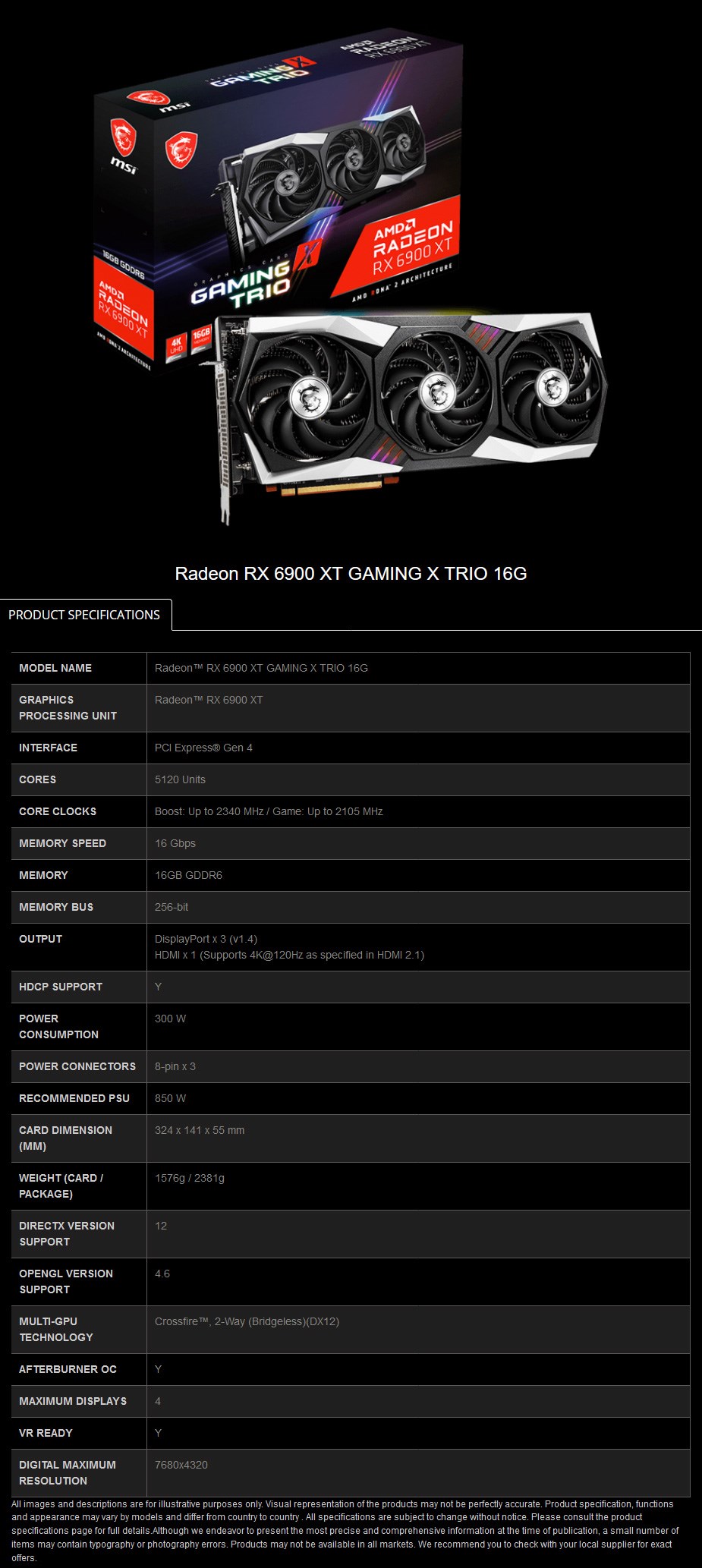 MSI Radeon RX 6900 XT GAMING X TRIO 16GB Video Card - RX 6900 XT GAMING ...