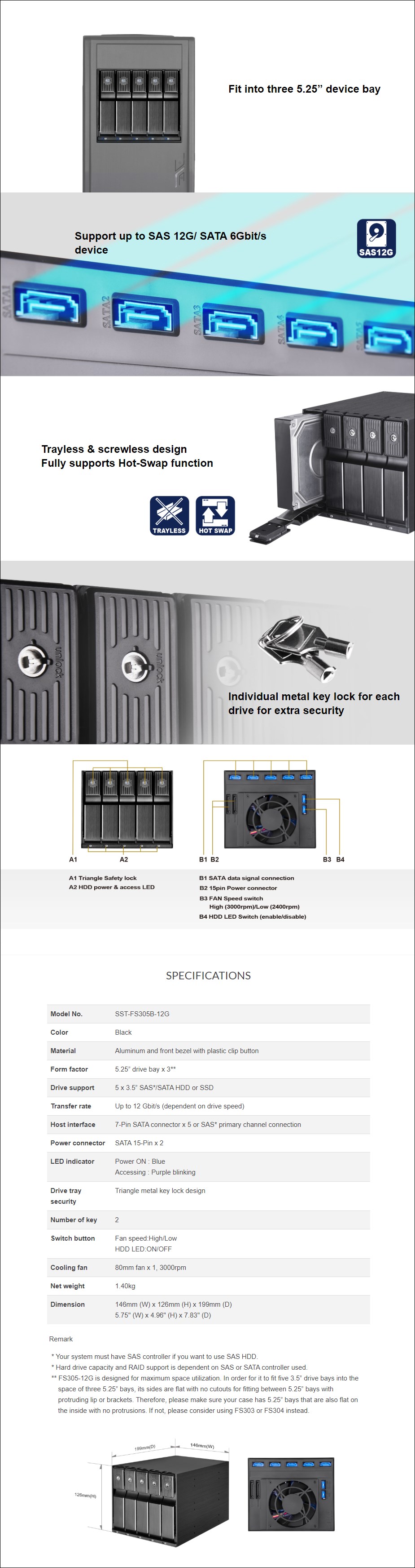 SilverStone 3x 5.25" Bay to 5x 3.5" SAS/SATA HDD Chassis Converter ...