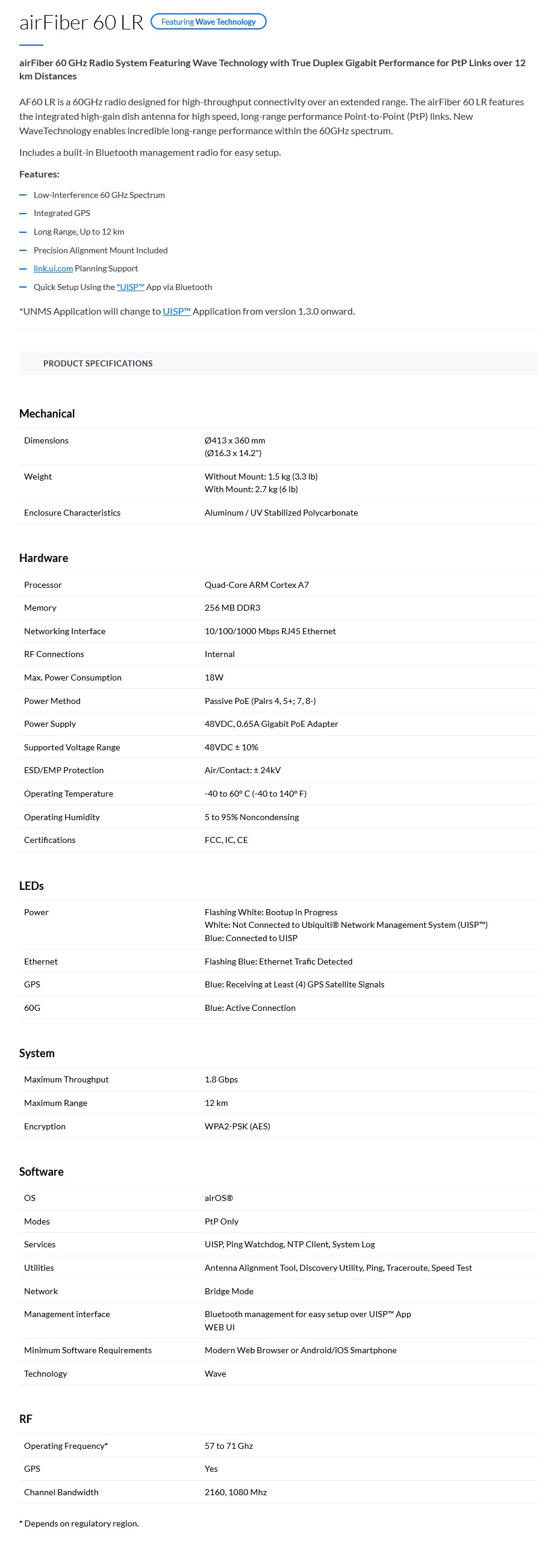 Ubiquiti airFiber 60GHz True Duplex Long-Range Radio System AF60-LR ...